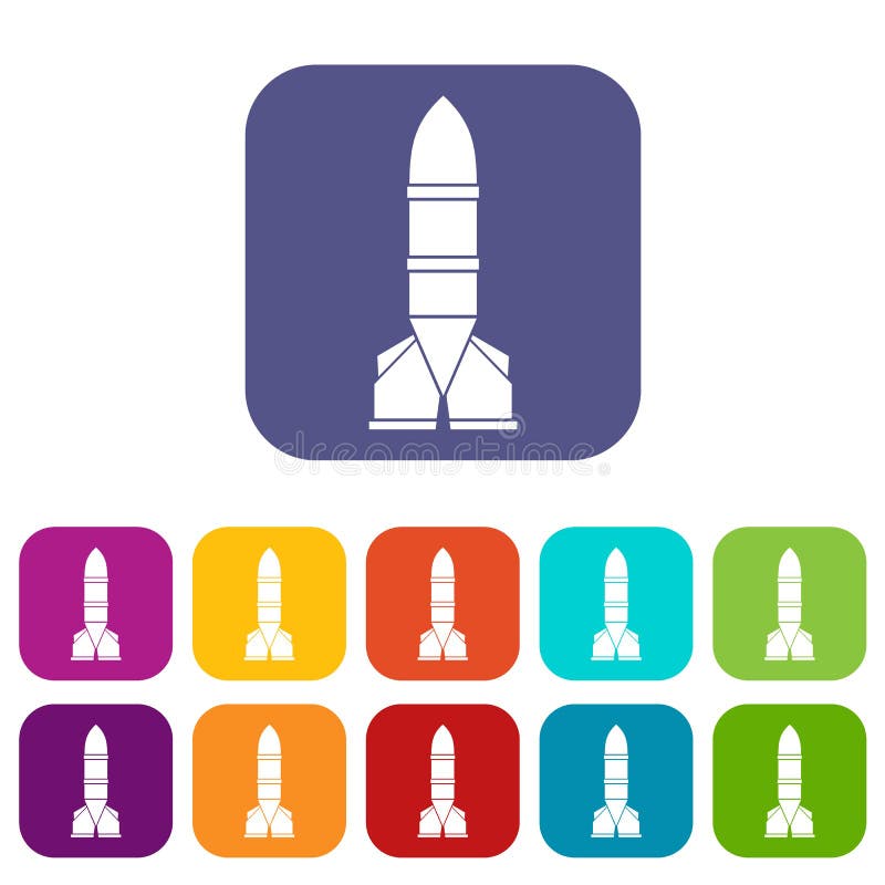 Rocket Launch Icons Set Simple Style Stock Illustrations – 128 Rocket ...