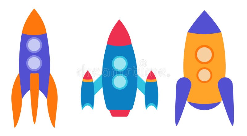 Rocket Icons Set. Vector Illustration of Rockets in Flat Cartoon Style ...