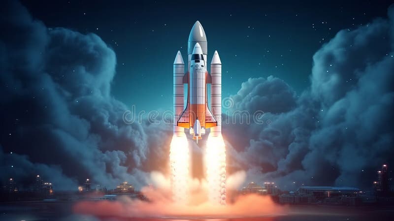 Rocket Illustration Startup Concept. Generative AI Stock Image - Image ...