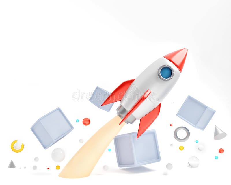 Rocket Isolated on White Background, Developer Concept and Accelerator ...