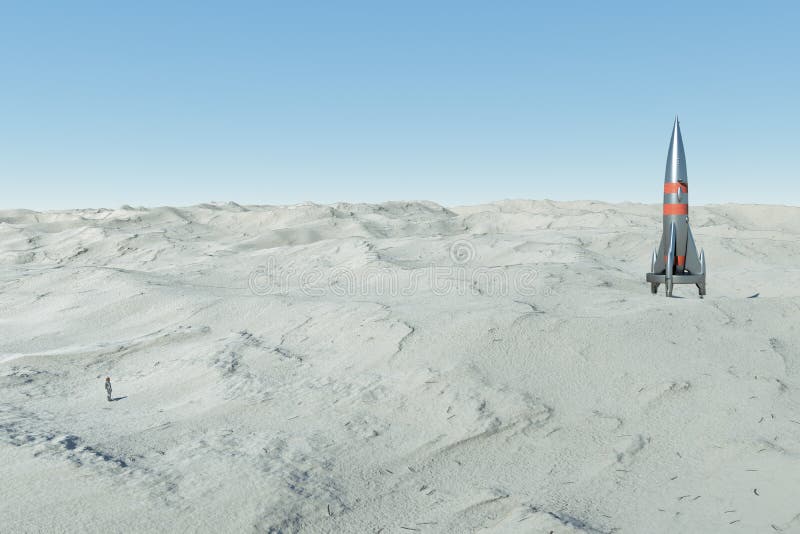Rocket landed on the sand stock image. Image of shadow - 262521623