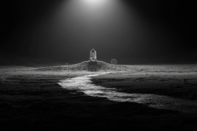 A Rocket Lander on the Moon, Bathed in Dramatic Light, Evoking a Sense ...