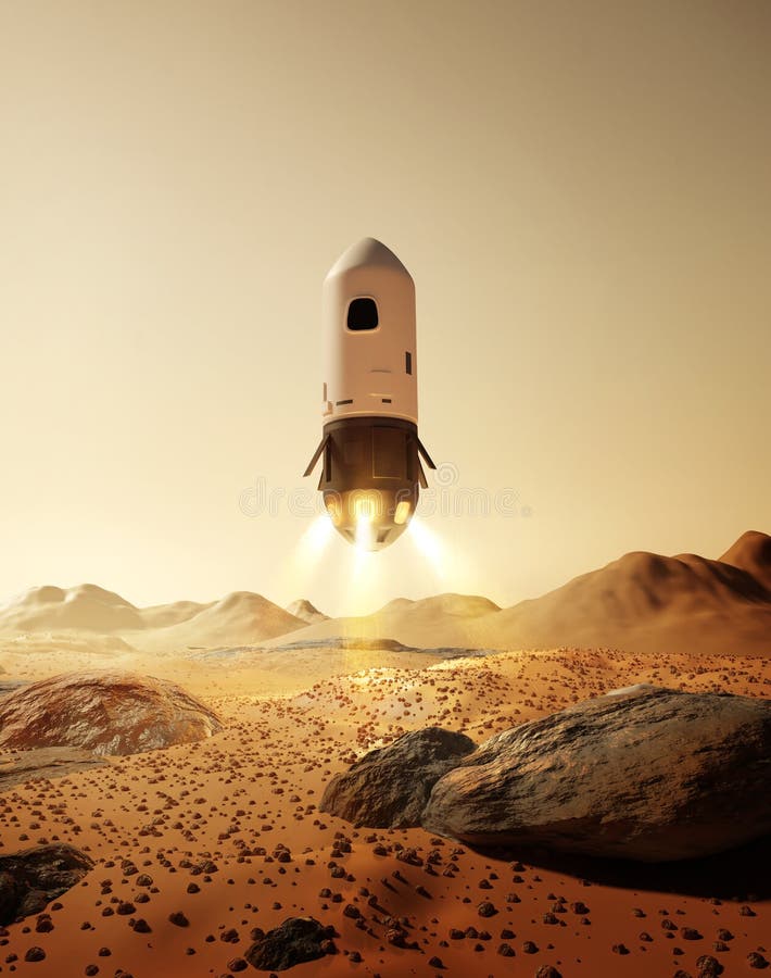Landing in Mars is a Risky Mission Stock Illustration - Illustration of ...