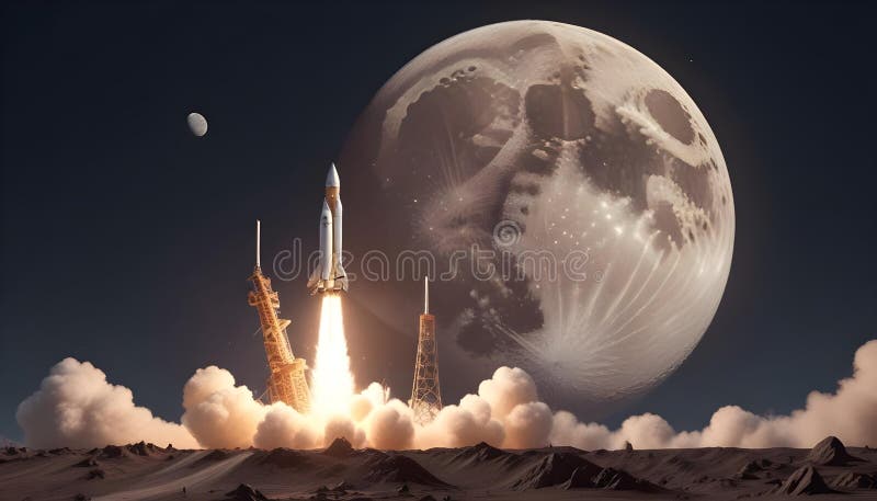 A Rocket Launch Against the Backdrop of a Large Stock Illustration ...