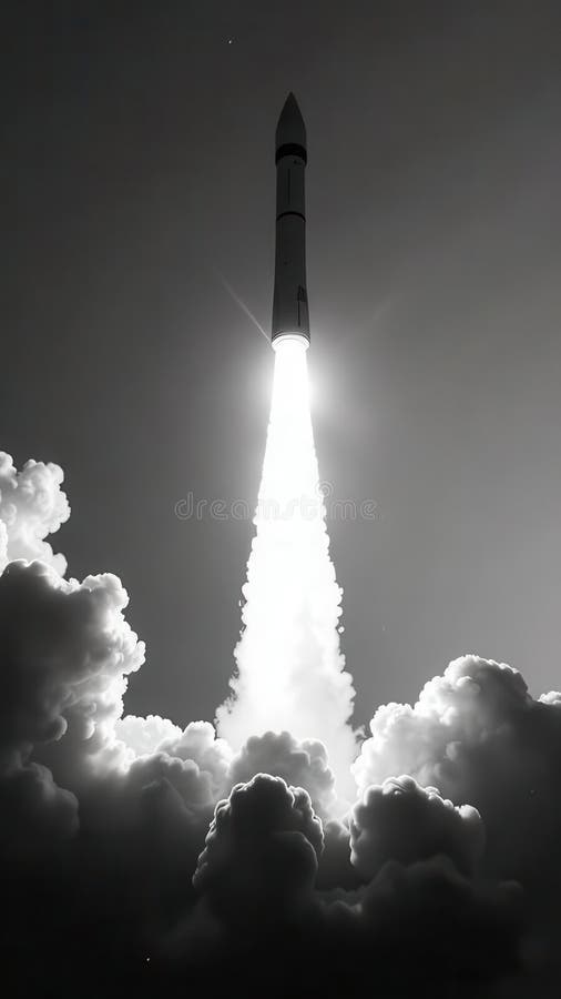 Rocket Launch Against a Dramatic Cloudy Sky at Dawn Stock Image - Image ...