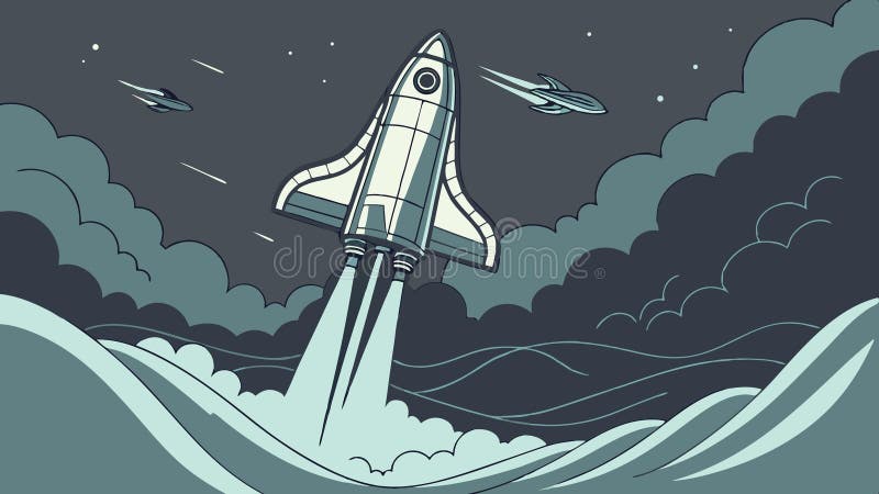 Rocket Launch Against Stars, Space Exploration and Tech Vector Design Generative AI Stock Vector ...