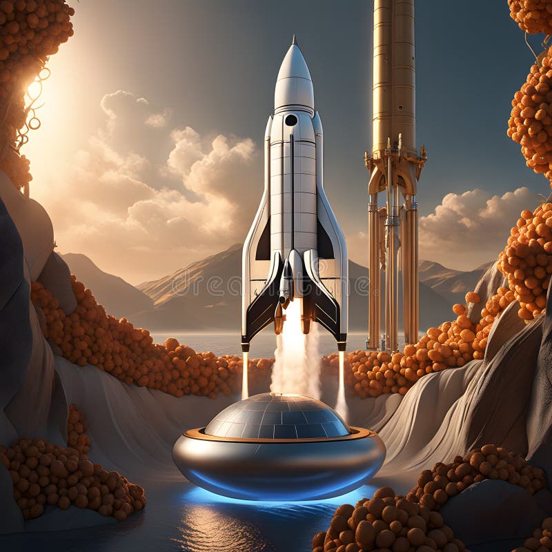 Rocket Launch, AI-Generatet Stock Illustration - Illustration of ...
