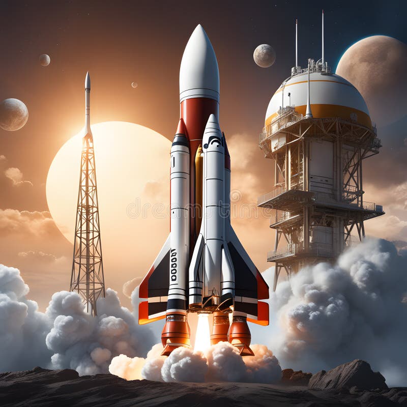 Rocket Launch, AI-Generatet Stock Illustration - Illustration of space ...
