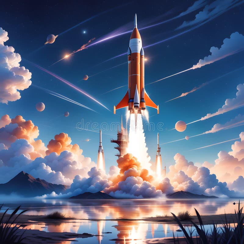 Rocket Launch, AI-Generatet Stock Illustration - Illustration of energy ...