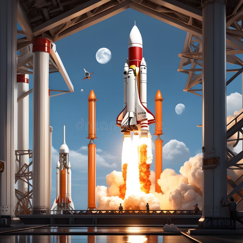 Rocket Launch, AI-Generatet Stock Illustration - Illustration of travel ...