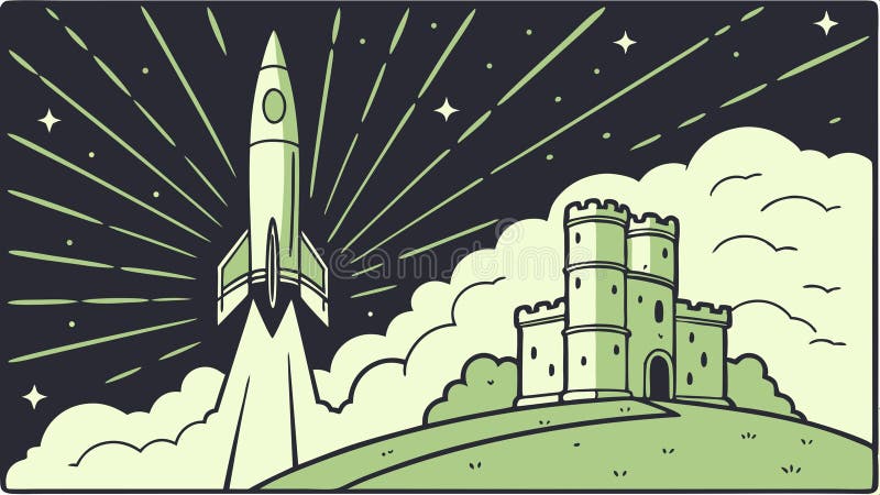Rocket Launch from an Ancient Castle, Vector Design Generative AI Stock ...