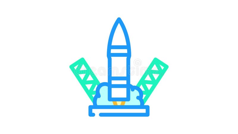 Rocket Launch Line Icon Animation Stock Video - Video of medal, target ...