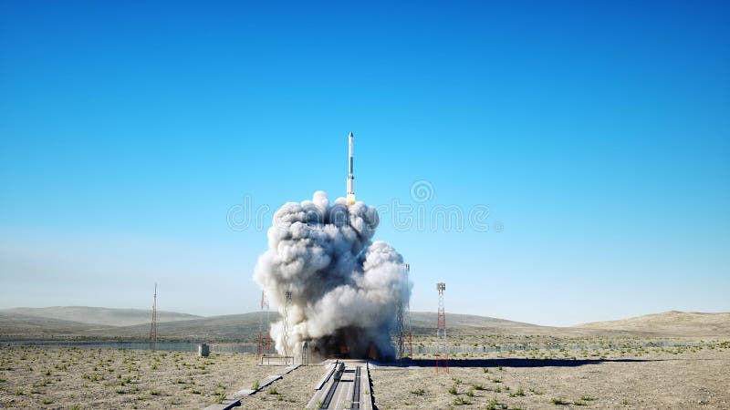 Rocket Launch Animation. Daylight. Space Launch System. 3d Rendering ...