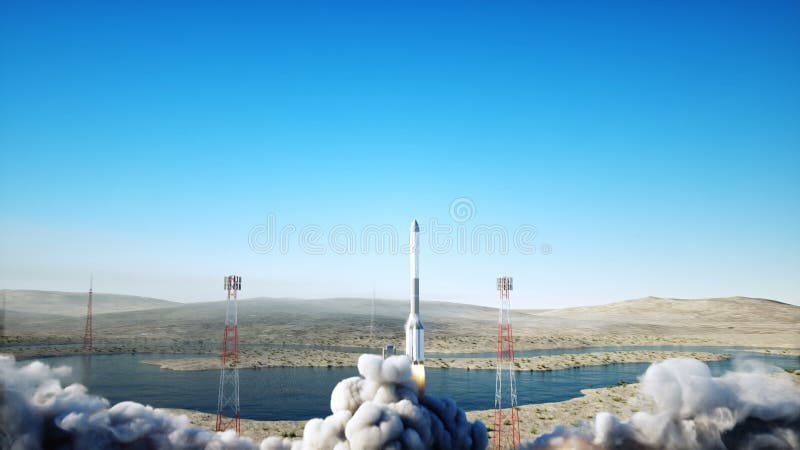 Rocket Launch Animation. Daylight. Space Launch System. Realistic 4k ...