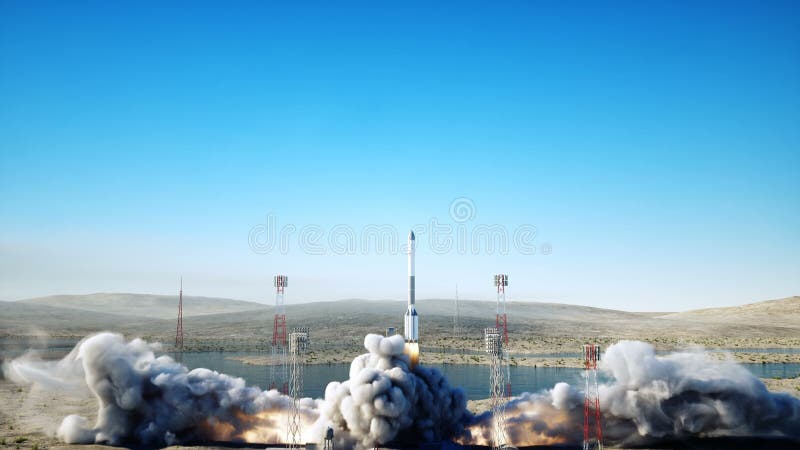 Rocket Launch Animation. Space Launch System. Night. Realistic 4k ...