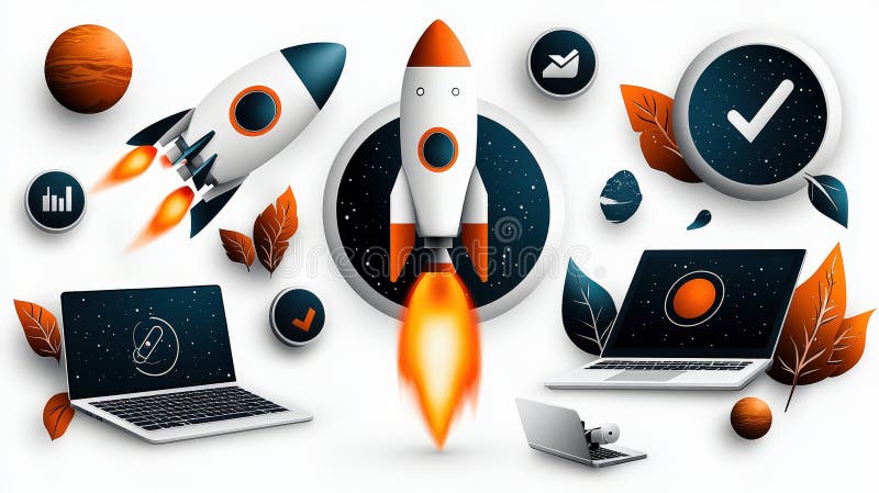 Rocket Launch Animation Digital Space Graphic Design Creative ...