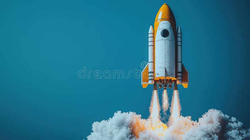 Rocket Launch Ascending into the Sky with Powerful Flames and Clear ...