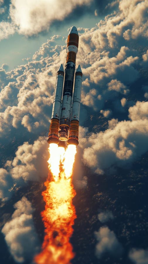 Rocket Ascending Clouds Flames Smoke Stock Photos - Free & Royalty-Free ...