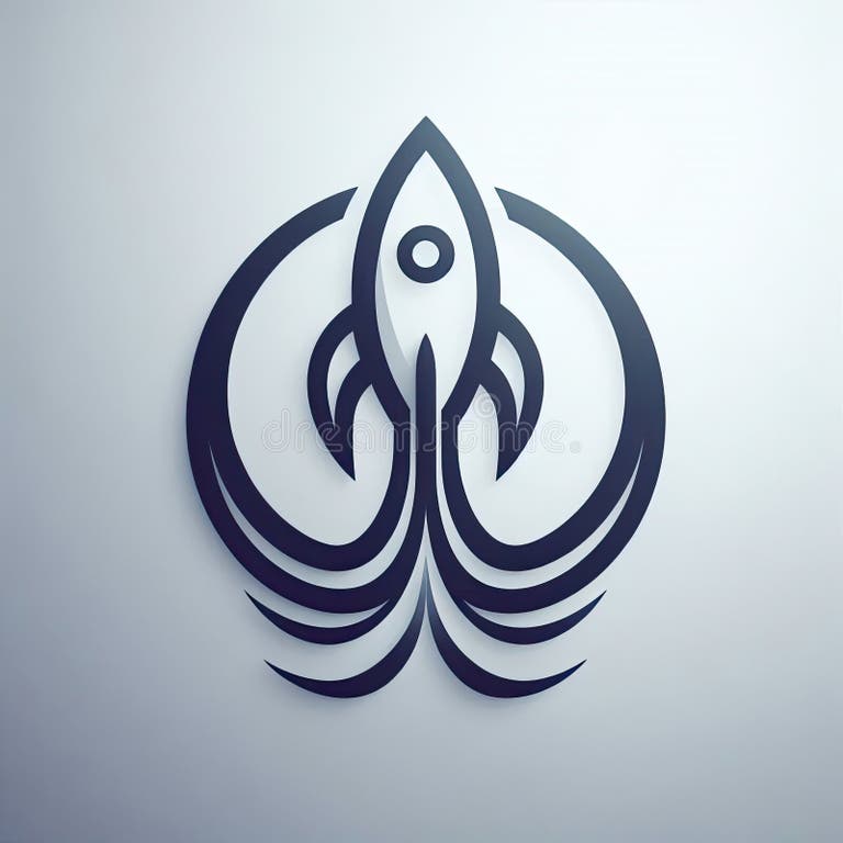 Rocket Launch Badge in Minimalist Style Stock Illustration ...