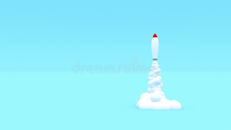 Rocket Launch on Blue Background Startup Concept 3d Stock Illustration ...
