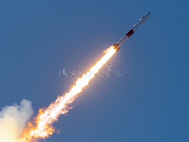 Rocket Launch into Blue Sky Stock Photo - Image of space, boost: 317737396