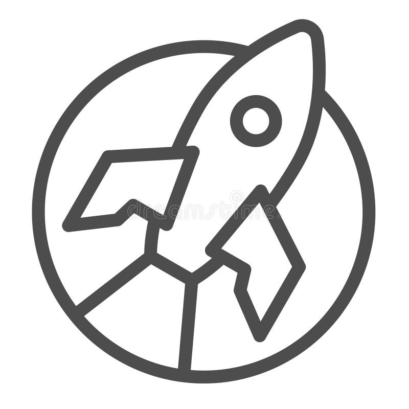 Rocket Launch Bubble Line Icon, Cosmos Concept. Vector Graphics Stock ...
