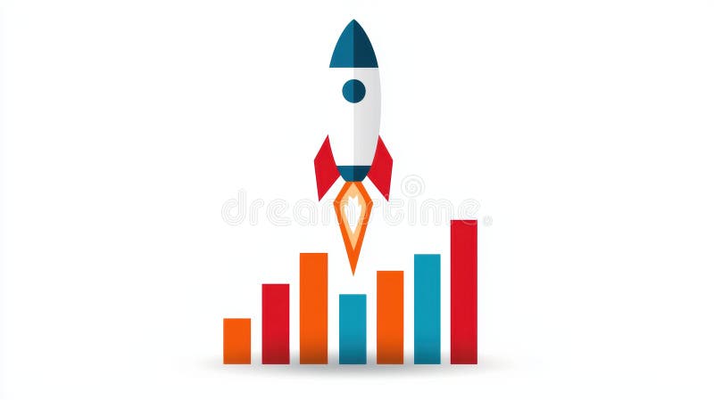 Rocket Launch and Business Growth Chart Stock Illustration ...