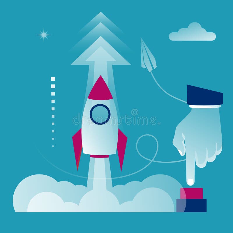 Rocket of Launch Business Metaphor. Launch Project. Vector Stock Vector ...