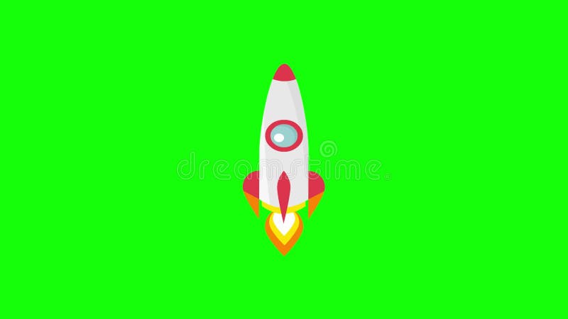 Rocket Launch Cartoon Animation in Flat Style, HD Mp4 with Green Screen ...