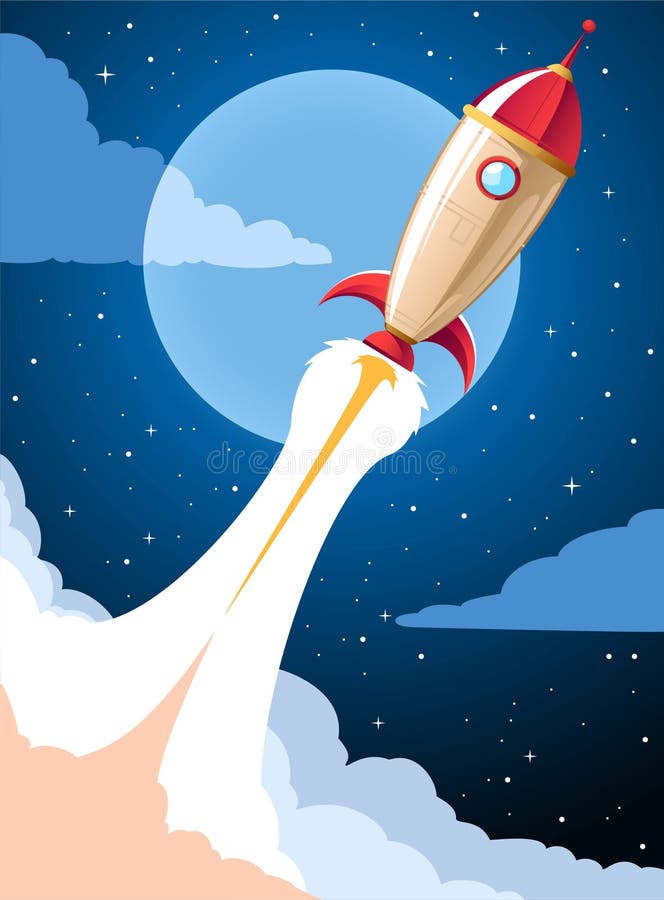 Rocket launch cartoon stock illustration. Illustration of technology ...