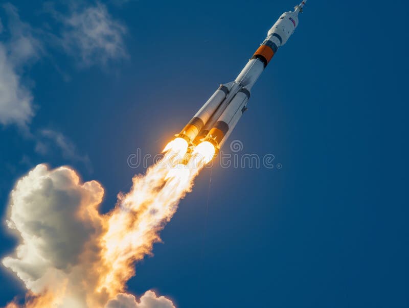 Rocket Launch in Clear Sky stock image. Image of adventure - 318448827