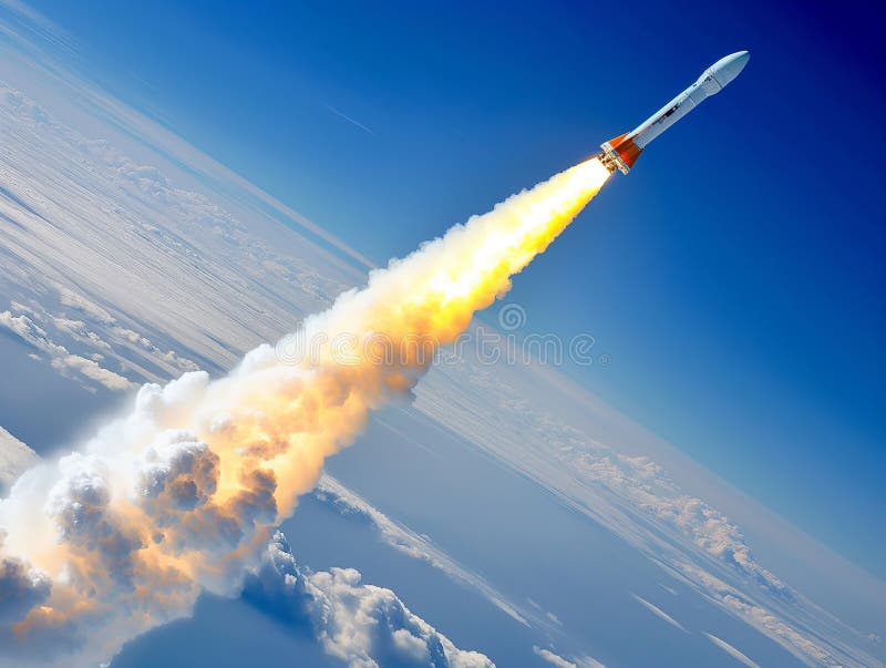 Rocket Launch in Clear Sky stock image. Image of space - 318450233