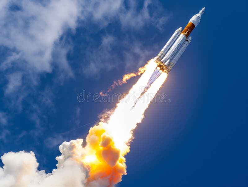 Rocket Launch in Clear Sky stock image. Image of astronautics - 318448429