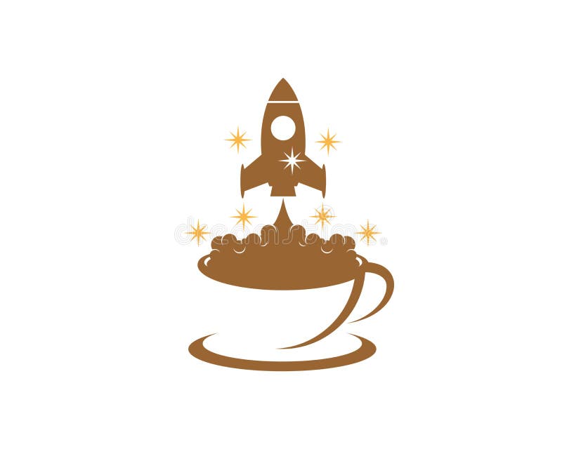 Rocket Launch on the Coffee Cup Stock Illustration - Illustration of ...