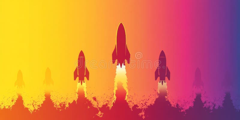 Rocket Launch: a Colorful Vision of the Future Stock Illustration ...