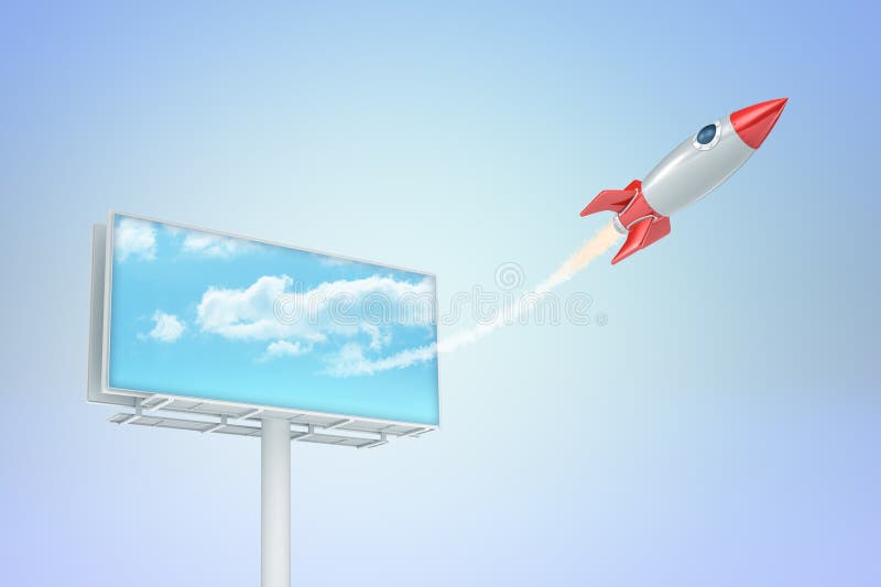 Rocket Launch Concept from Advertising Billboard Stock Illustration ...