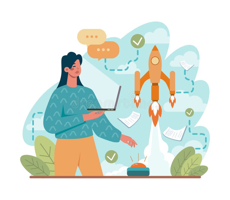 Rocket Launch Concept. Business Start Up or Succesful Project Progress ...