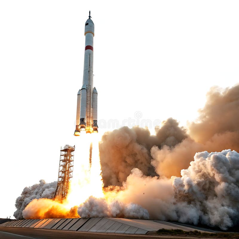 Rocket Launch Concept Isolated on White Background Stock Illustration ...