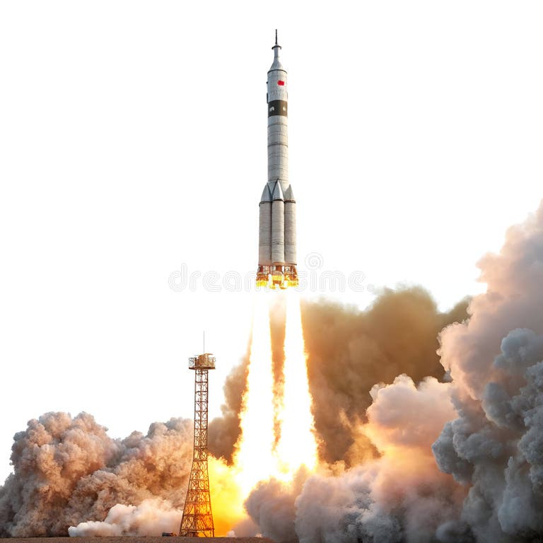 Rocket Launch Concept Isolated on White Background Stock Illustration ...