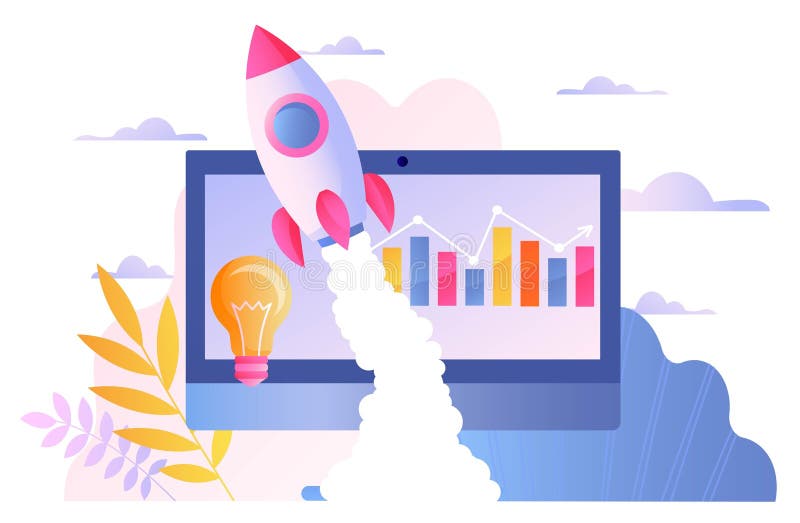 Rocket launch concept stock vector. Illustration of company - 274927817