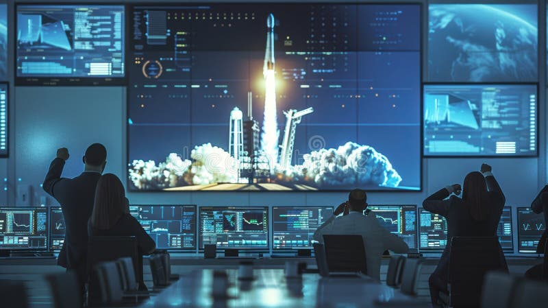 The Rocket Launch Control. AI Generated Stock Photo - Image of room ...