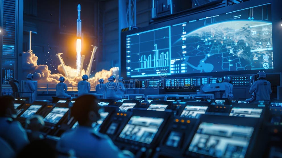 The Rocket Launch Control Room.AI Generated Image Stock Image - Image ...