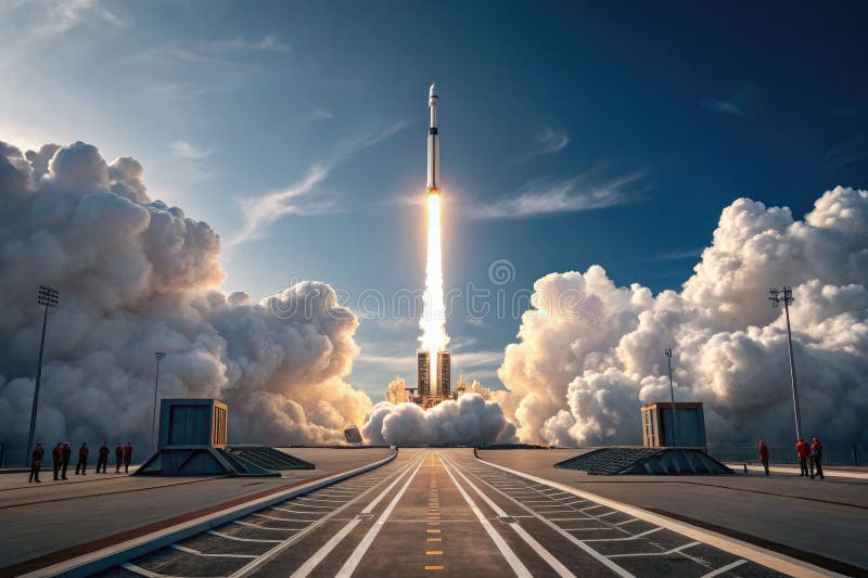 Rocket Launch from the Cosmodrome. Space and Nuclear Industry Stock ...