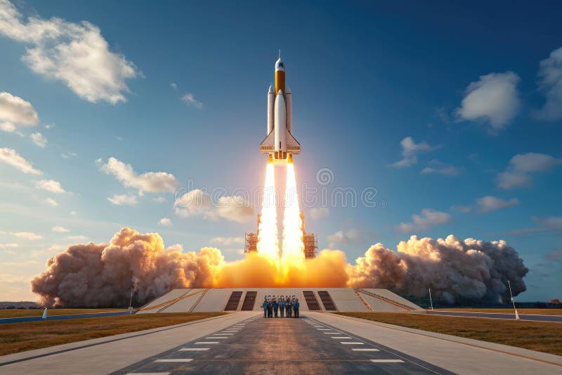 Rocket Launch from the Cosmodrome. Space and Nuclear Industry Stock ...