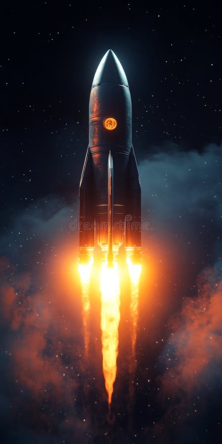 Rocket Launch into the Cosmos Stock Illustration - Illustration of ...