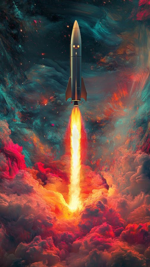 Rocket Launch into the Cosmos - Futuristic Space Adventure Stock ...