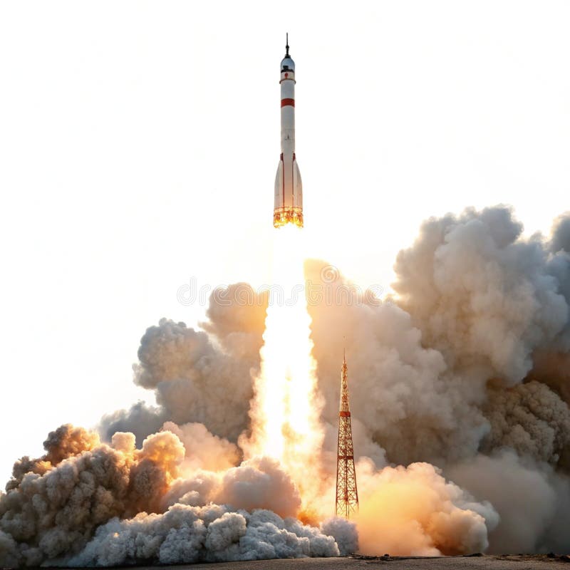 Rocket Launch into the Cosmos Stock Illustration - Illustration of ...