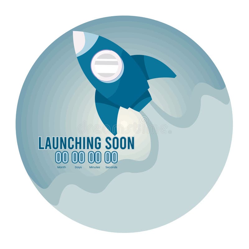 Rocket Launch Countdown Concept. Realistic Cute Spaceship with Smoke ...