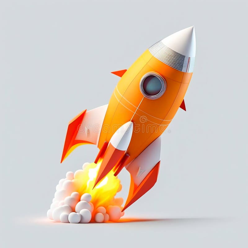 Rocket Launch 3d Isolated on White Background. Generative AI Stock ...