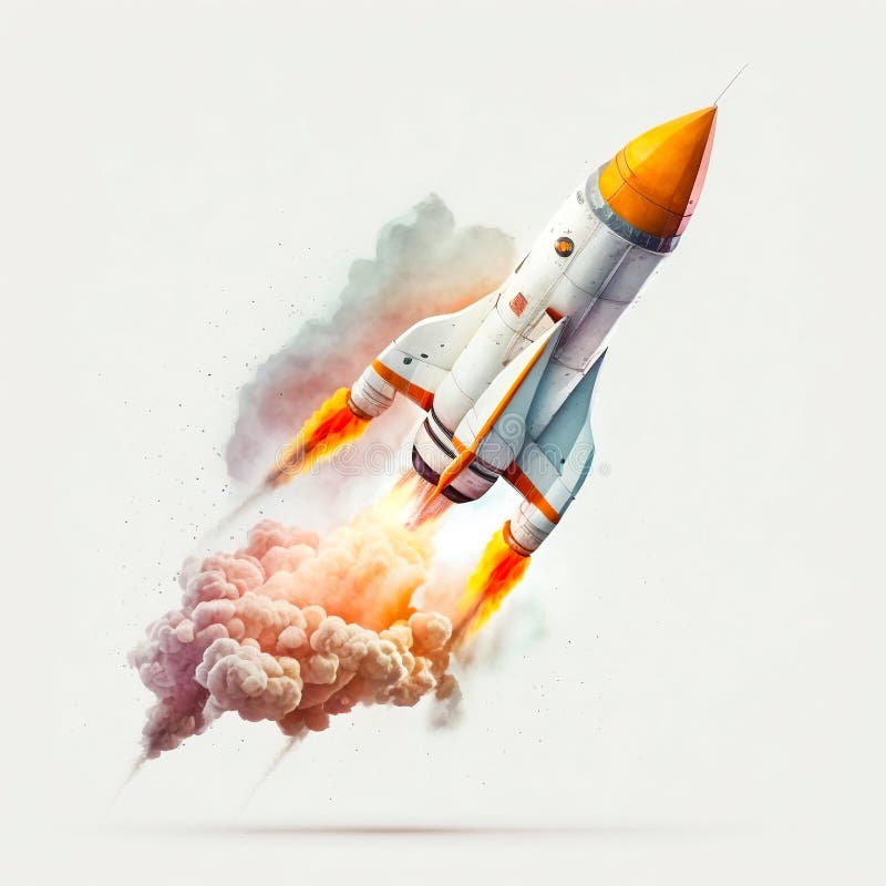 Rocket Launch 3d Isolated on White Background. Generative AI Stock ...
